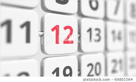 12 date on the turning calendar plate. Deadline... - Stock Illustration ...