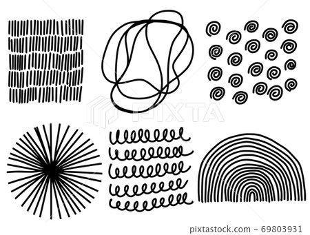 Set of hand drawn line art abstract graphic... - Stock Illustration ...