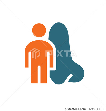 Nose with man colored icon. Human olfactory... - Stock Illustration ...