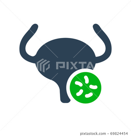 Urinary bladder with bacteria colored icon.... - Stock Illustration ...