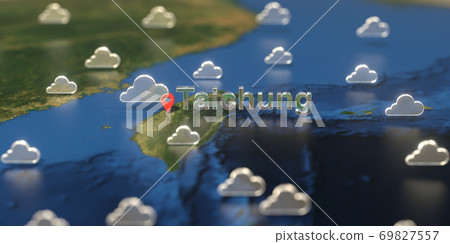 Taichung city and cloudy weather icon on the... - Stock Illustration ...