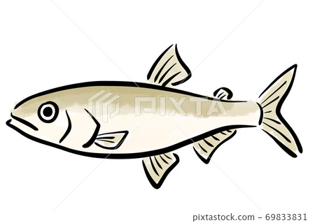 Wakasagi public fish fish brush hand-painted - Stock Illustration ...