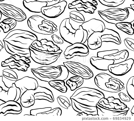 Seamless black and white pattern with contour... - Stock Illustration ...