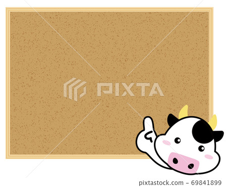 Cow 08_08 (cow pointing finger in cork frame,... - Stock Illustration ...
