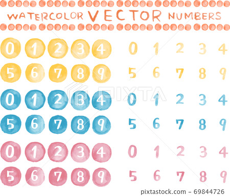 Hand-painted watercolor numbers (circles) - Stock Illustration ...