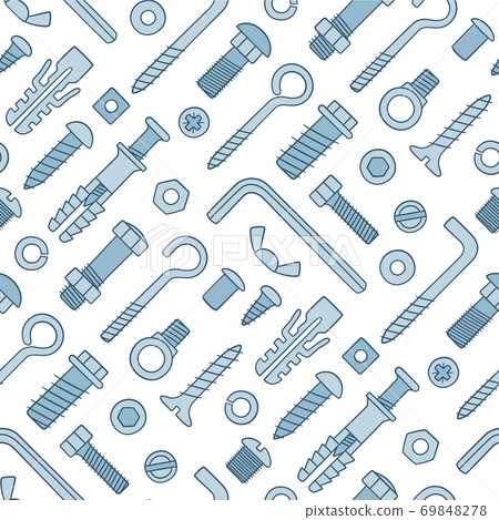 Seamless pattern of fasteners. Bolts, screws,... - Stock Illustration ...