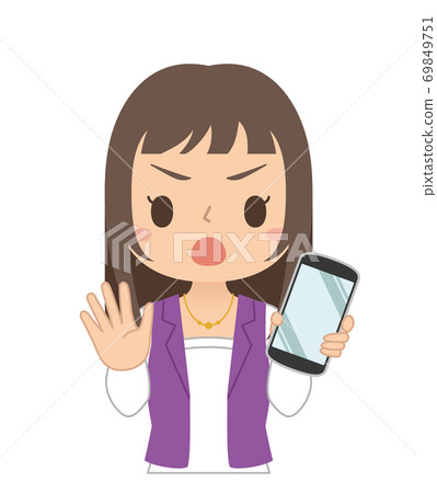 Illustration of a woman holding a smartphone... - Stock Illustration ...