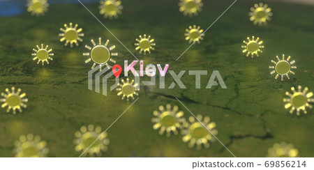 Kiev city and sunny weather icon on the map,... - Stock Illustration ...