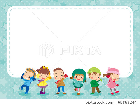 Kids Playing In The Snow Clipart Border