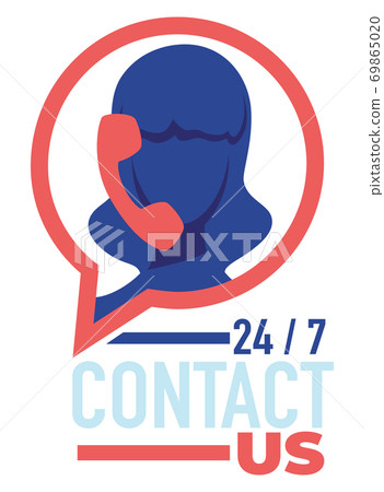 Contact us 24 7 around clock, support call... - Stock Illustration ...