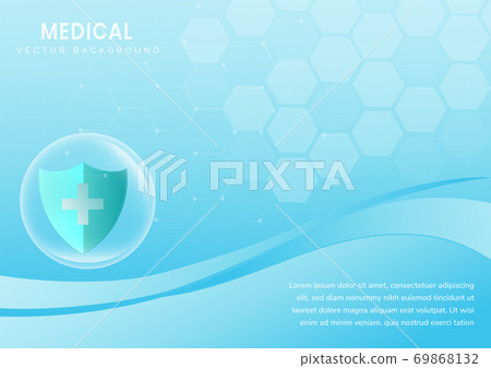 Medical protection shield on light blue... - Stock Illustration ...