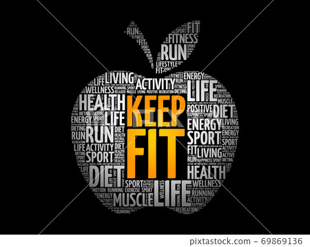 Keep Fit apple word cloud, sport concept - Stock Illustration [69869136 ...