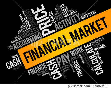 Financial market word cloud collage, business - Stock Illustration ...