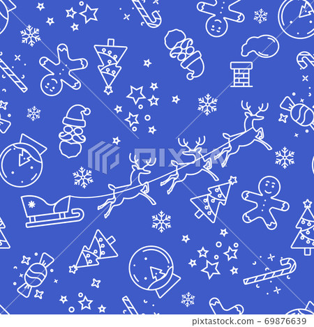 Blue and white Christmas seamless pattern with... - Stock Illustration ...