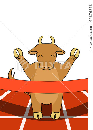 A brown cow scoring a marathon - Stock Illustration [69876838] - PIXTA