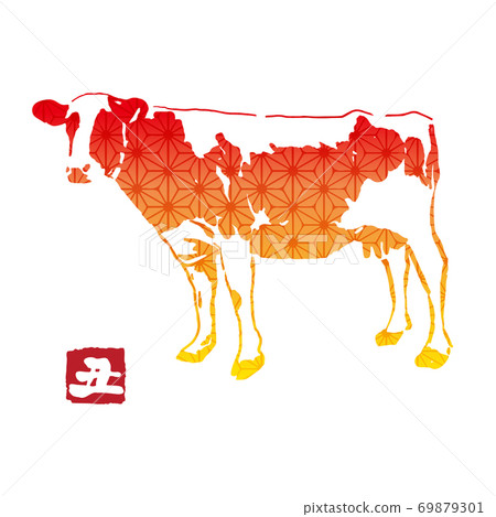 Japanese pattern cow - Stock Illustration [69879301] - PIXTA