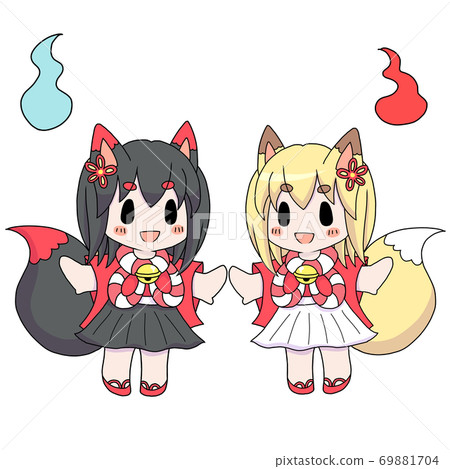Fox girl twins - Stock Illustration [69881704] - PIXTA