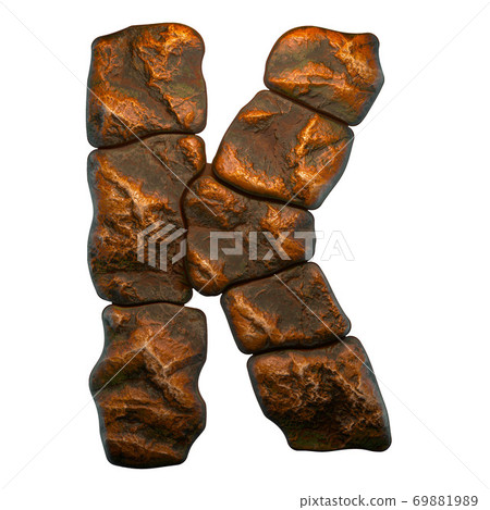 Rocky letter K. Font of stone isolated on white... - Stock Illustration ...