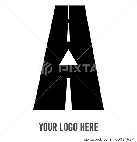 Logo letter A combined with the road, road marking - Stock Illustration ...