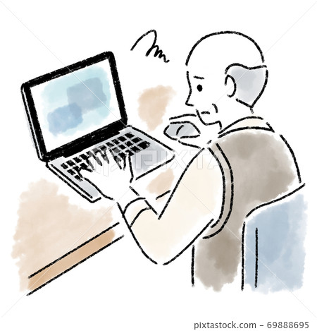Personal computer male senior in trouble... - Stock Illustration ...