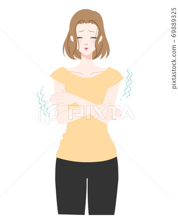 Women suffering from chills and chills - Stock Illustration [69889325 ...