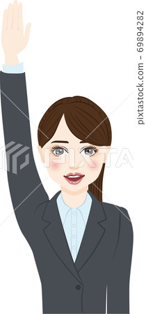 Suit woman raised hand - Stock Illustration [69894282] - PIXTA