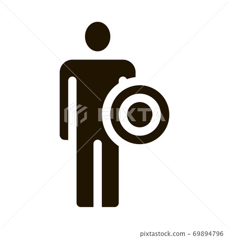 Strong Man With Shield Icon Vector Glyph... - Stock Illustration ...