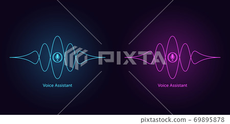 Sound wave shape with microphone for virtual... - Stock Illustration ...