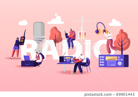 People and Radio Concept. Male and Female Radio... - Stock Illustration ...