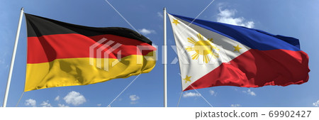 Flags of Germany and Philippines on flagpoles.... - Stock Illustration ...