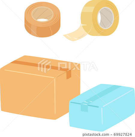 Packing tape and cardboard box with tape - Stock Illustration [69927824 ...