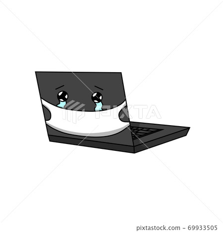 Black laptop crying with a mask - Stock Illustration [69933505] - PIXTA