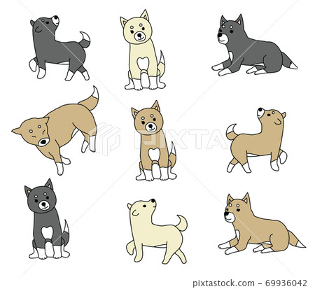 Collection of 3 color Japanese dog poses - Stock Illustration [69936042 ...