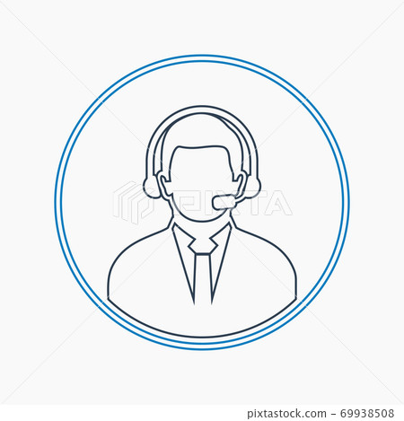 Call centre operator icon with headphone... - Stock Illustration ...