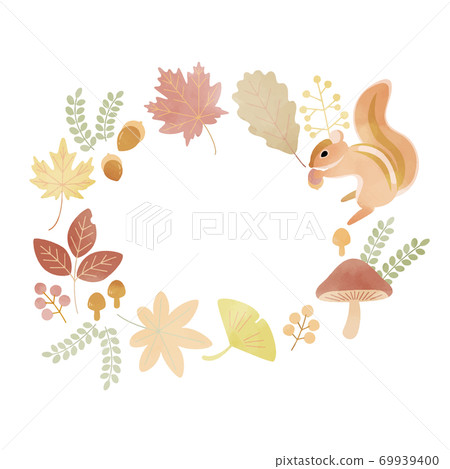 Autumn forest squirrel frame - Stock Illustration [69939400] - PIXTA