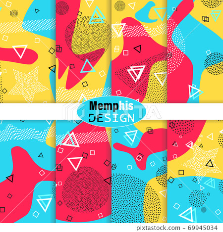 Set of Memphis Pattern. Fun Background. - Stock Illustration [69945034 ...