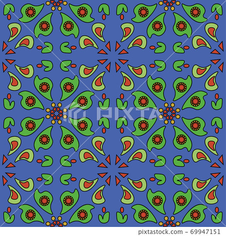 Blue background simple floral seamless pattern - Stock Illustration ...