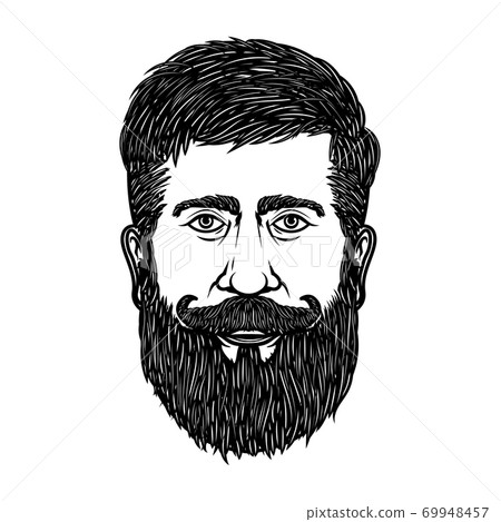 Bearded man head isolated on white background. - Stock Illustration ...