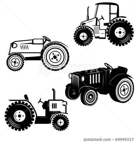 Set of tractor icons isolated on white background. - Stock Illustration ...