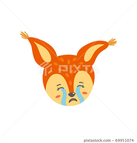 Crying and sad squirrel face like emoji. Vector...-插圖素材 [69951074 ...