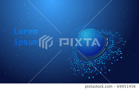 abstract blue tech background with sphere and... - Stock Illustration ...