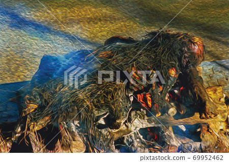 Skeleton of dead person in cremation ritual - Stock Illustration ...