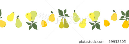 Positive seamless border with pears. Set of... - Stock Illustration ...