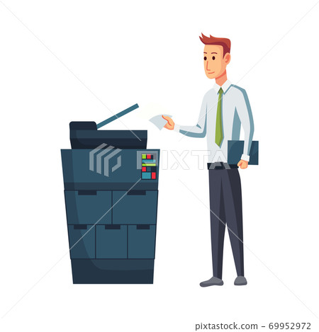 Office documents copier. Office worker prints... - Stock Illustration ...