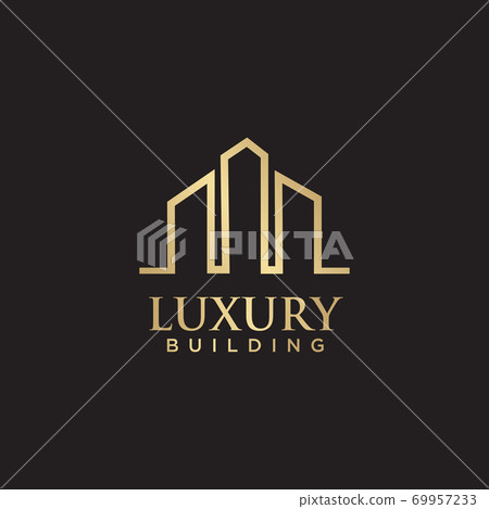 Luxury building logo design with gold color - Stock Illustration ...