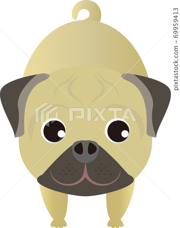 Cute and simple pug illustration - Stock Illustration [69959413] - PIXTA