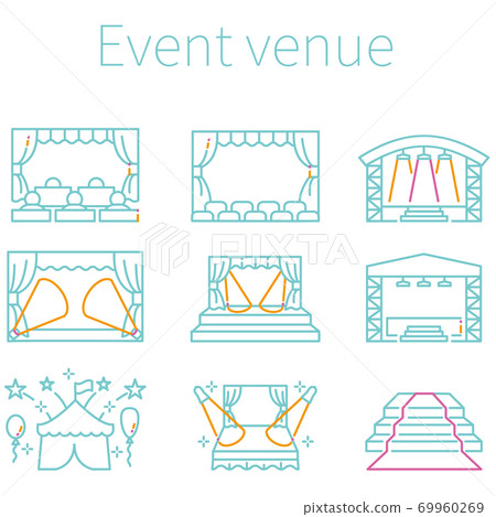 Color line art event venue icon - Stock Illustration [69960269] - PIXTA