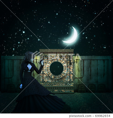 3d round window and witch - Stock Illustration [69962654] - PIXTA