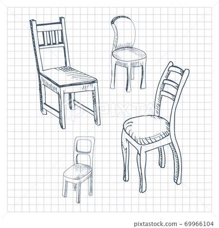 Set of hand drawn chairs. Hand drawn picture in... - Stock Illustration ...