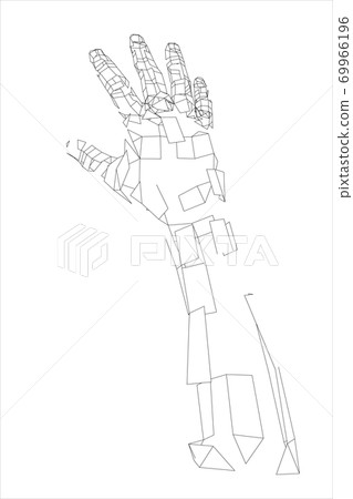 Outline human hand. Wire-frame style - Stock Illustration [69966196 ...